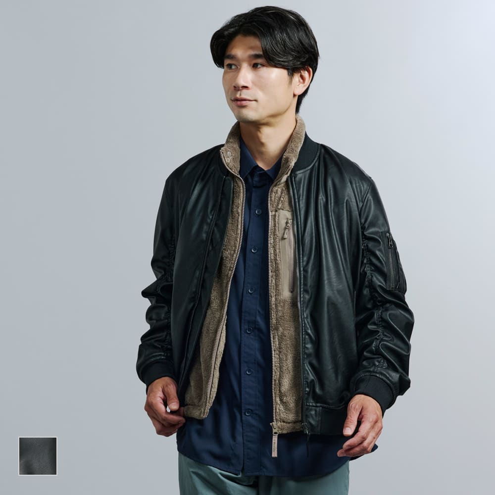 CWS004 コールドウェザーMA-1タイプジャケット（F.レザーブラック） | ワークマン公式オンラインストア